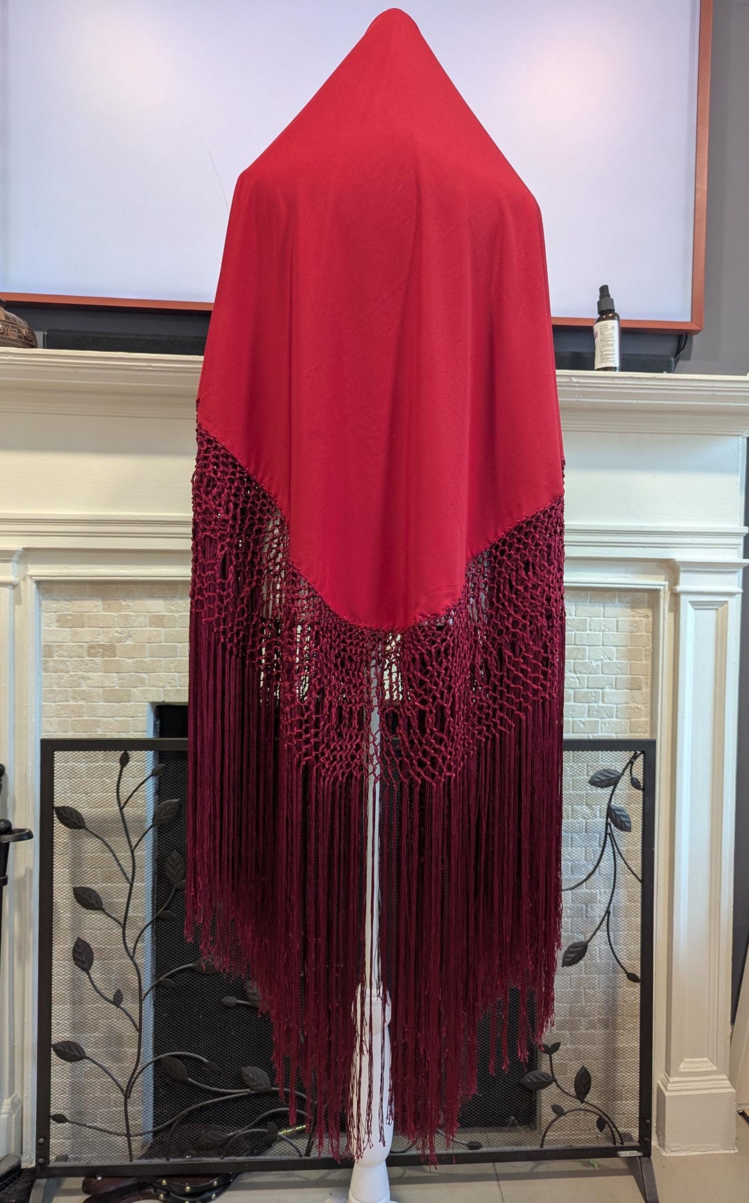 Huge Handmade Spanish Mantón De Manila | Silk Fringes Square Shawl by ...