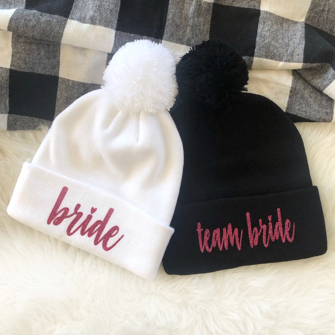 Bride Beanie Team Bride Beanie Pom Pom Beanies Winter - Etsy