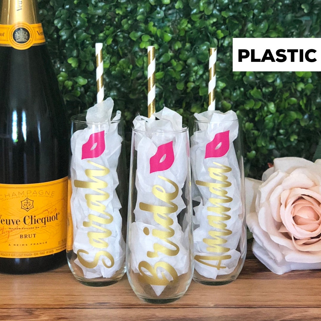 PLASTIC Personalized Champagne Flutes Kiss the Miss Goodbye ...