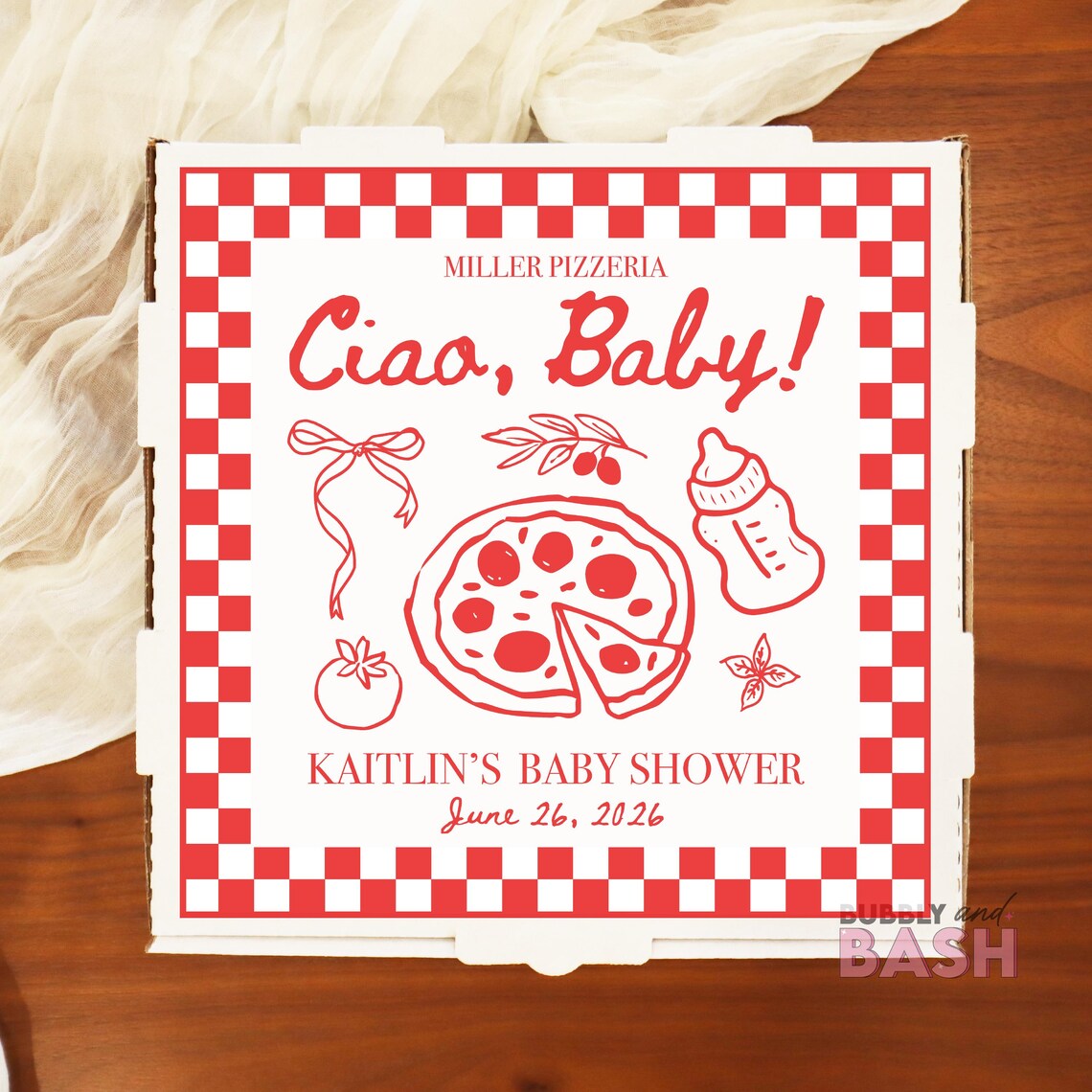 Pizza Baby Shower Pizza Box Labels Ciao Baby Pizza Sticker Baby Shower ...