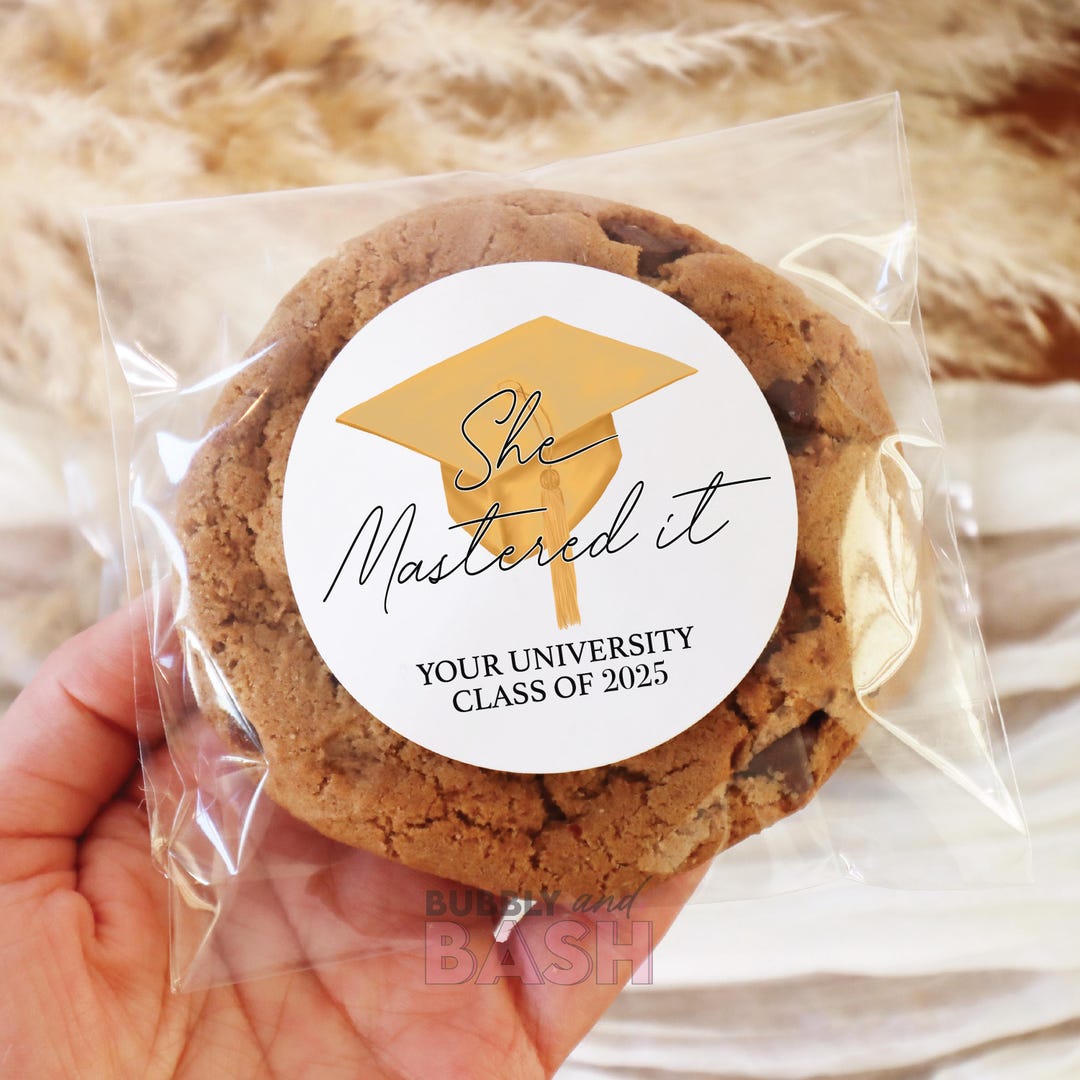 She Mastered It Graduation Labels Stickers Cookie Favor Labels Favor ...