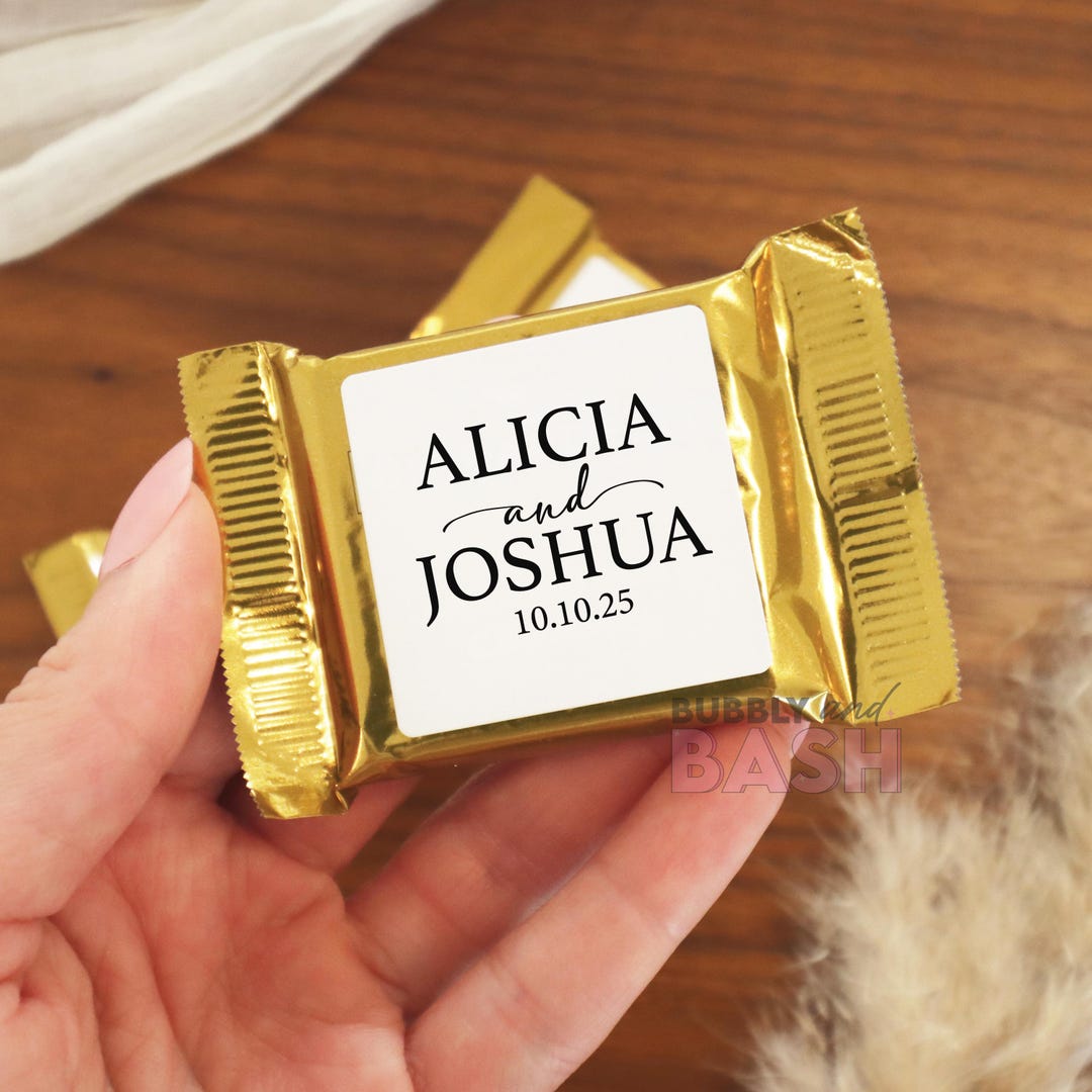 Wedding Chocolate Favor Sticker Labels Wedding Favors for Guests Simple ...