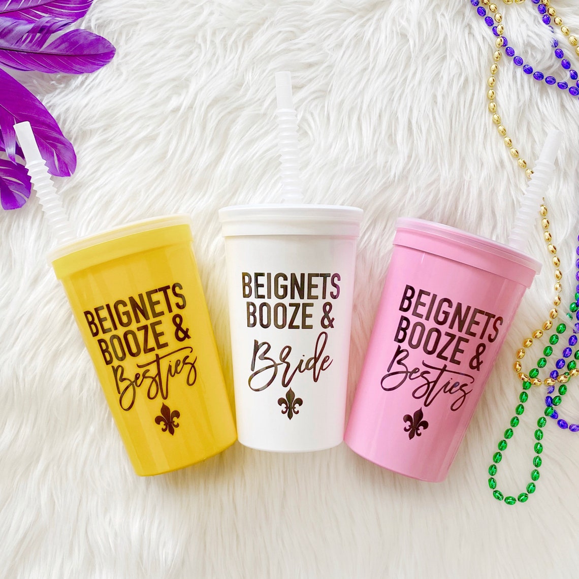 Beignets Booze & Besties bride Cups NOLA Bachelorette Cups - Etsy