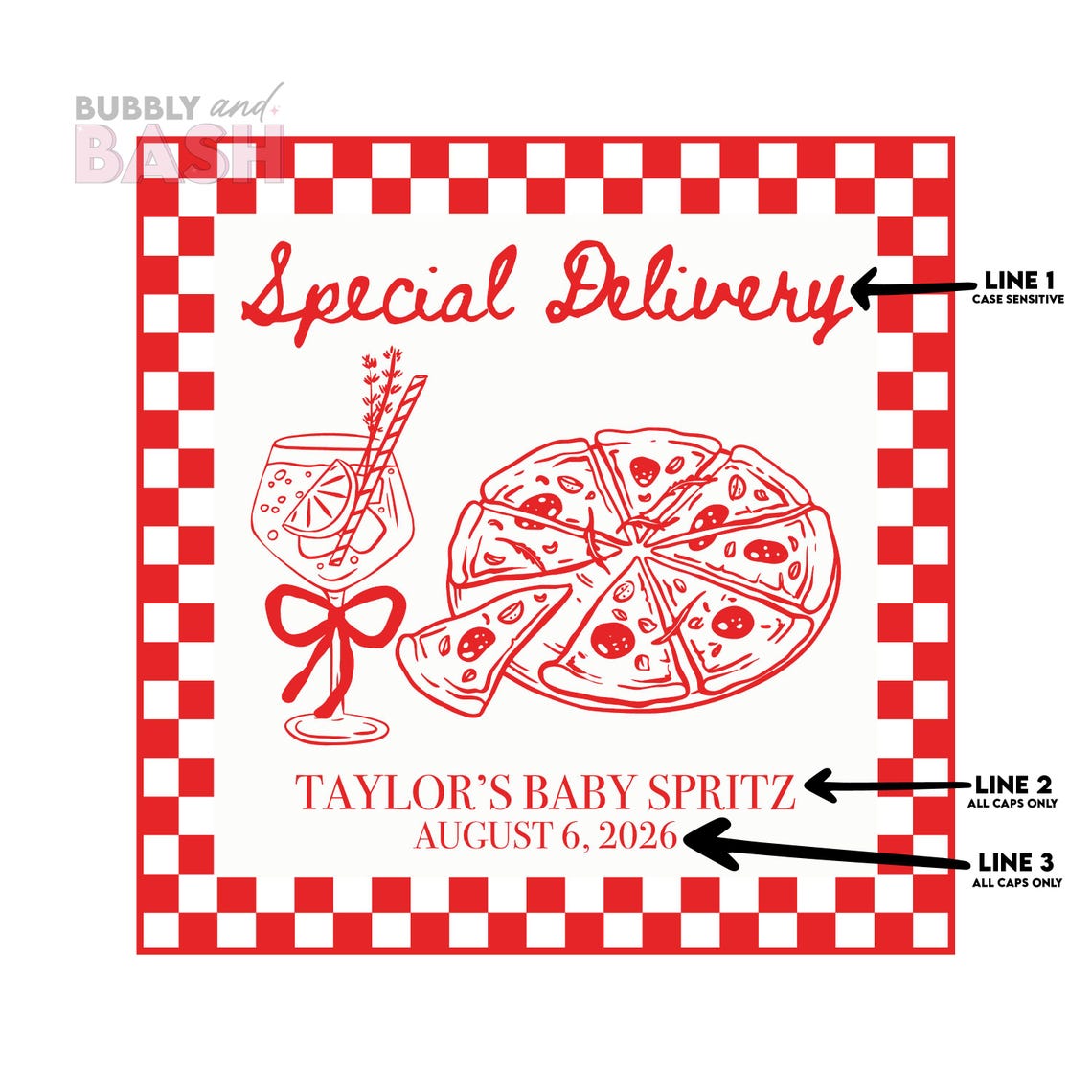 Pizza Baby Spritz Sprinkle Pizza Box Labels Ciao Pizza Sticker Baby ...