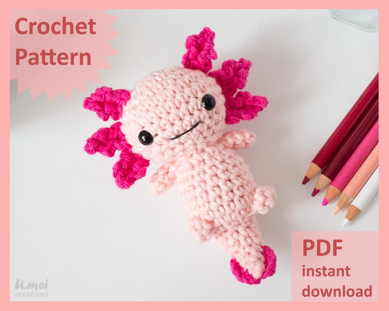 Crochet Pattern PDF Axolotl Pink Axolotl Cute Axolotl - Etsy Canada