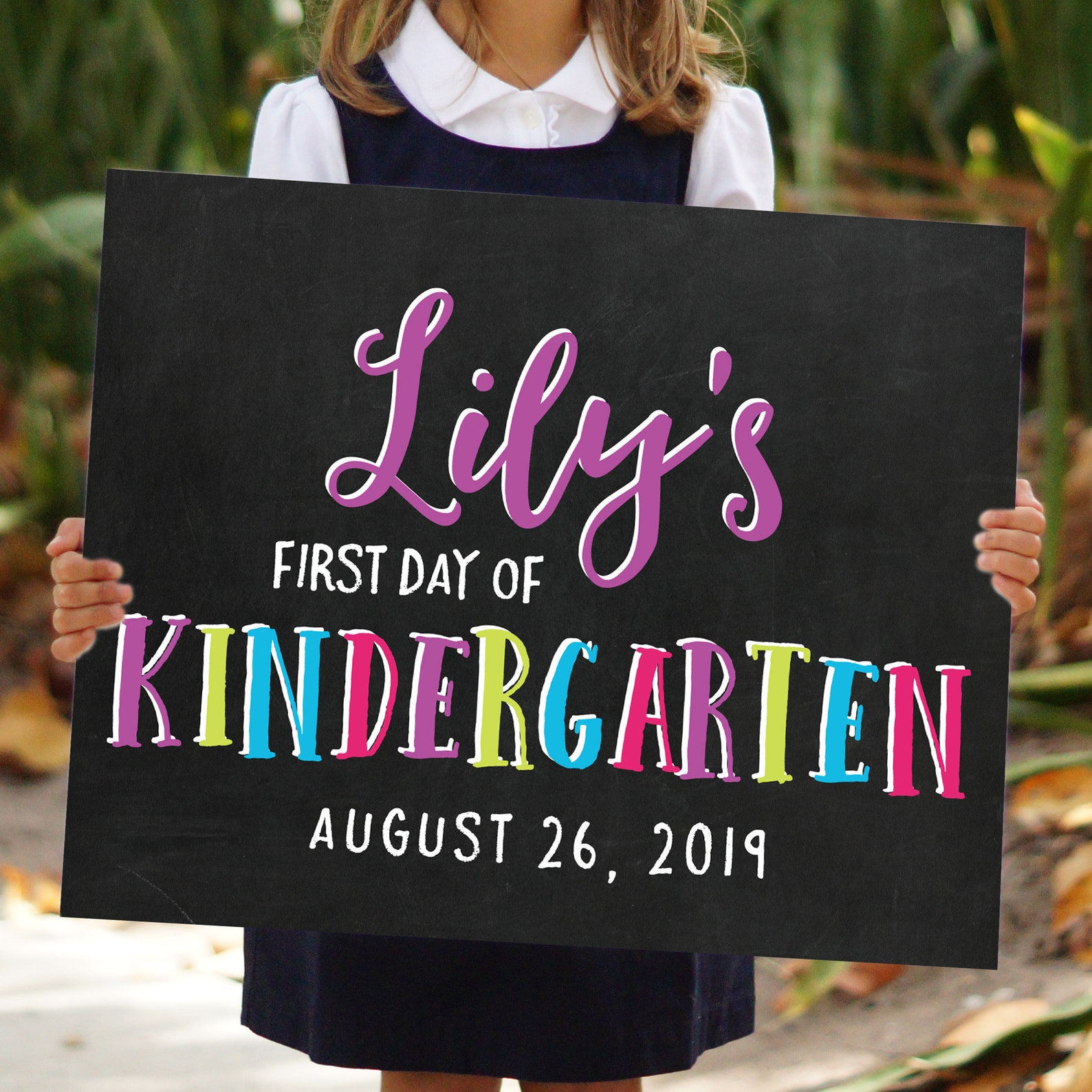 First Day of Kindergarten Chalkboard Sign Printable, Customize the ...