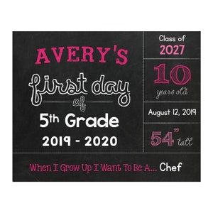 Back to School Sign for 5th Grade Printable Digital - Etsy