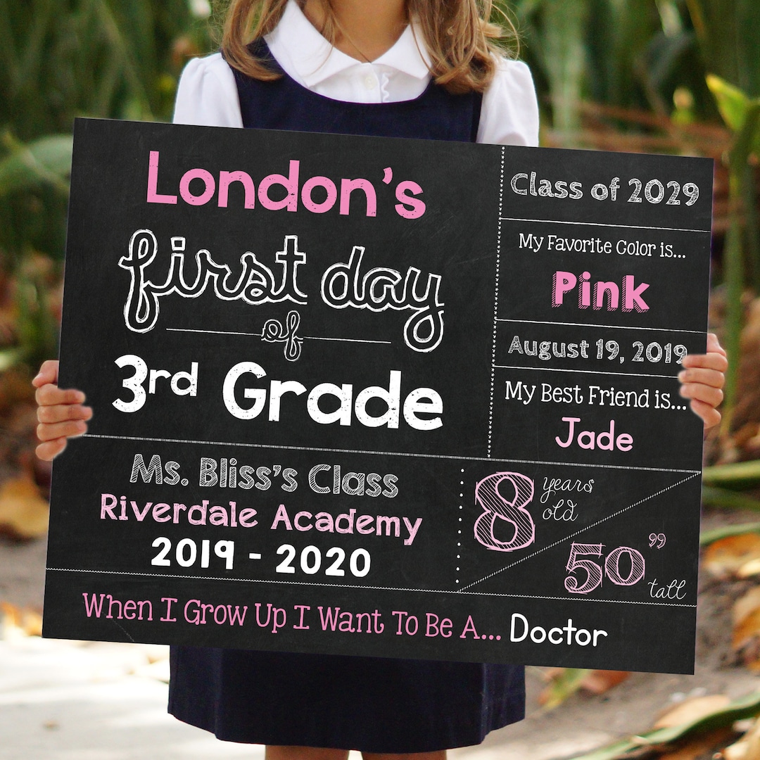First Day of School Sign for Third Grade Printable Chalkboard - Etsy