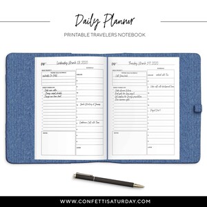 Daily Travelers Notebook Inserts, Cahier Undated Printable Planner ...