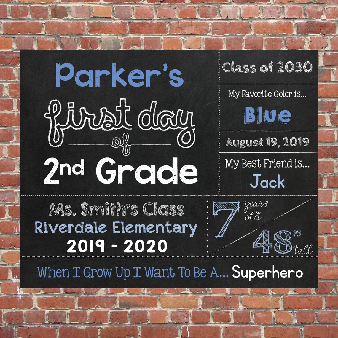 First Day of School Sign for Second Grade Printable - Etsy