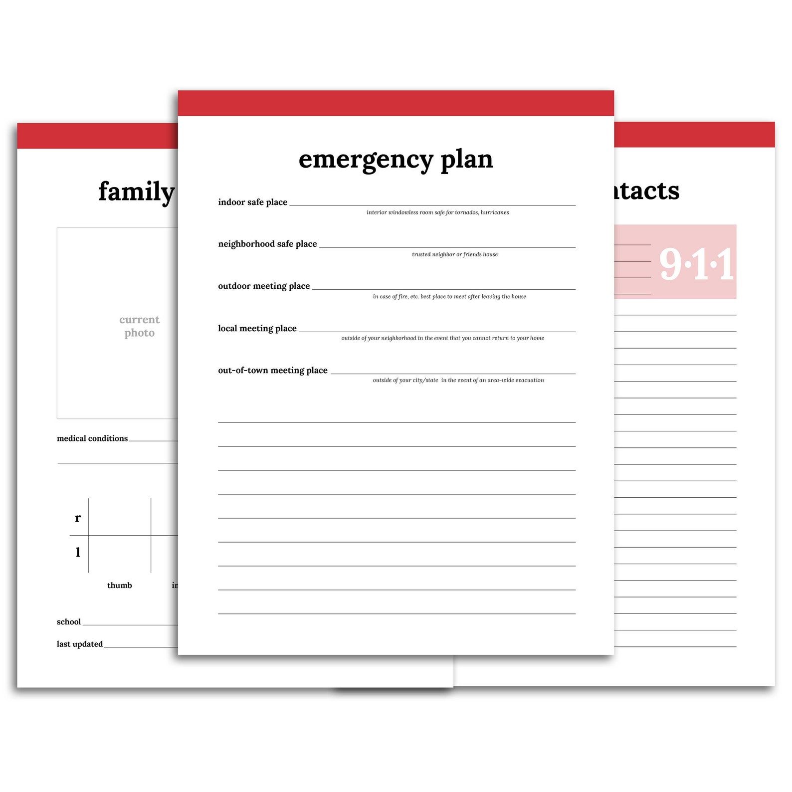 Emergency Planner Printable for Household Binder Letter and - Etsy