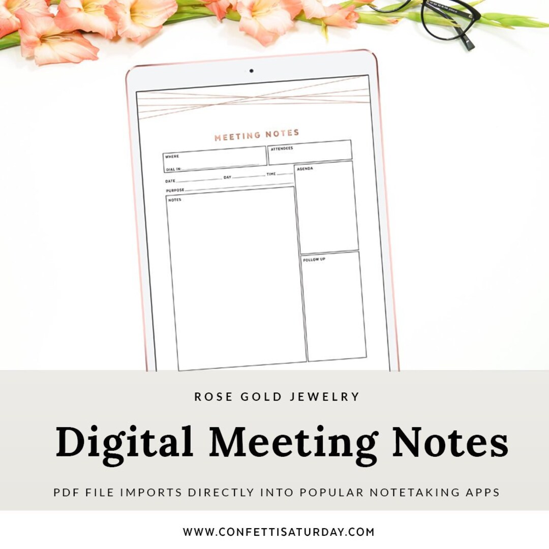 Digital Meeting Notes Planner Page, for Goodnotes and Note-taking Apps ...
