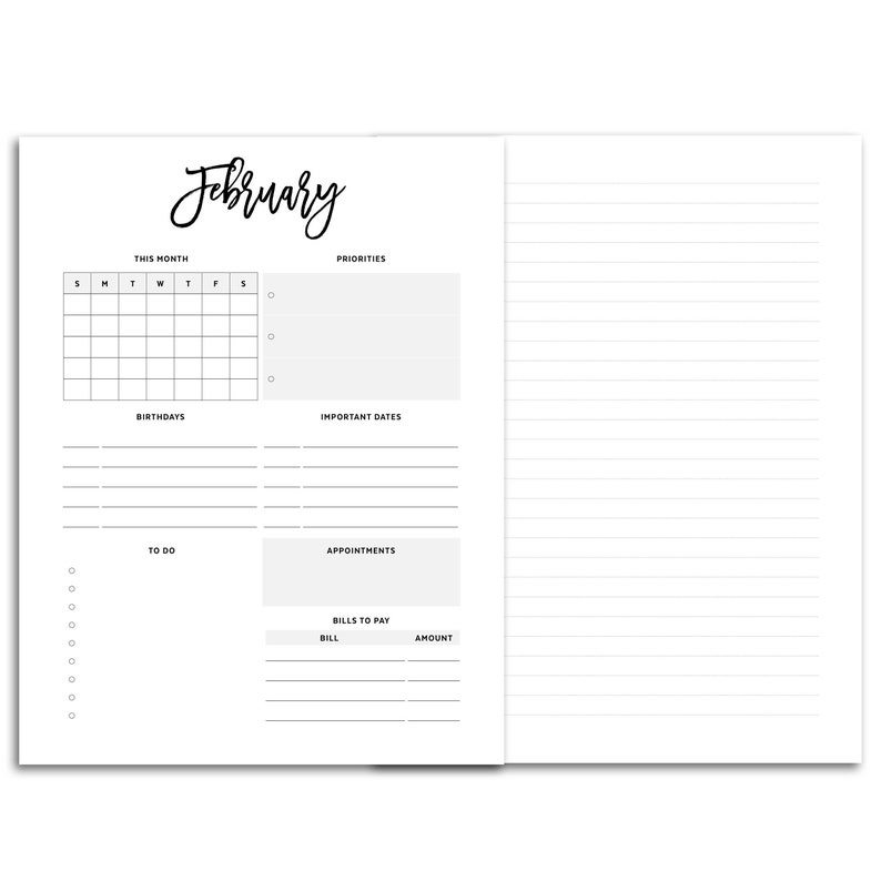 Monthly Overview Planner Printable Page, B5 Ring and Disc Bound PDSH ...