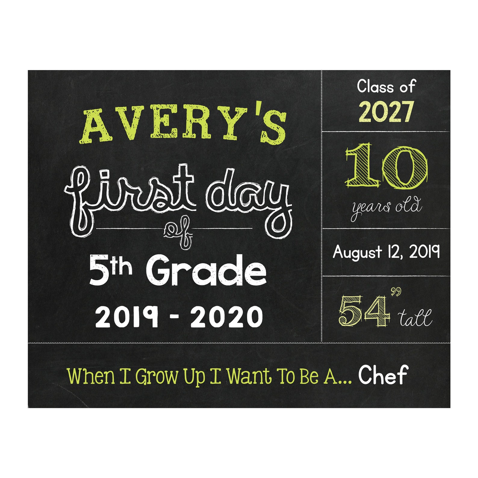 Back to School Sign for 5th Grade Printable Digital - Etsy