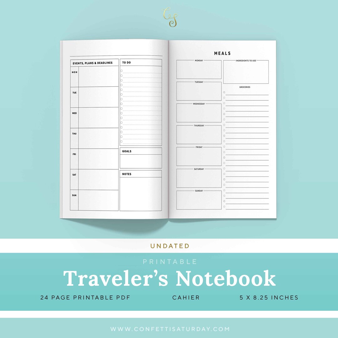 Monthly All-inclusive Travelers Notebook Insert Cahier Notes - Etsy