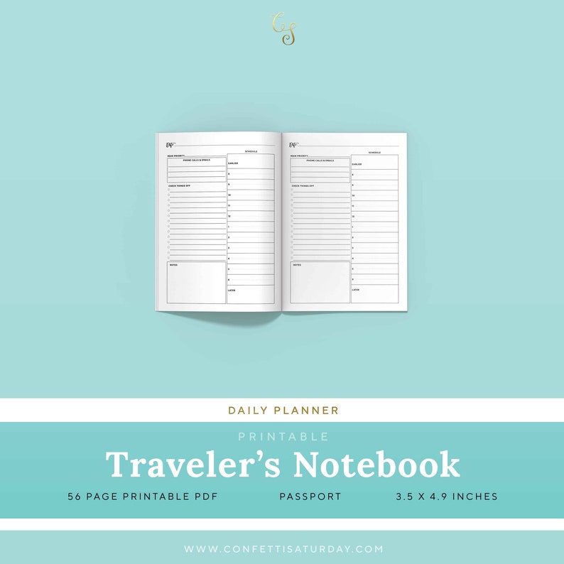 Daily Travelers Notebook Inserts, Passport Undated Printable Planner ...