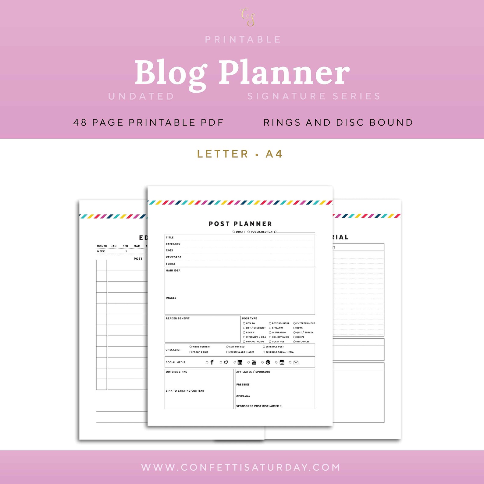 Printable Blog Planner Letter and A4 Rings and Discs Pages - Etsy