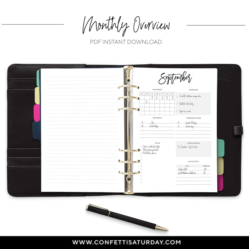 Monthly Overview Planner Printable Page Classic Happy Planner - Etsy
