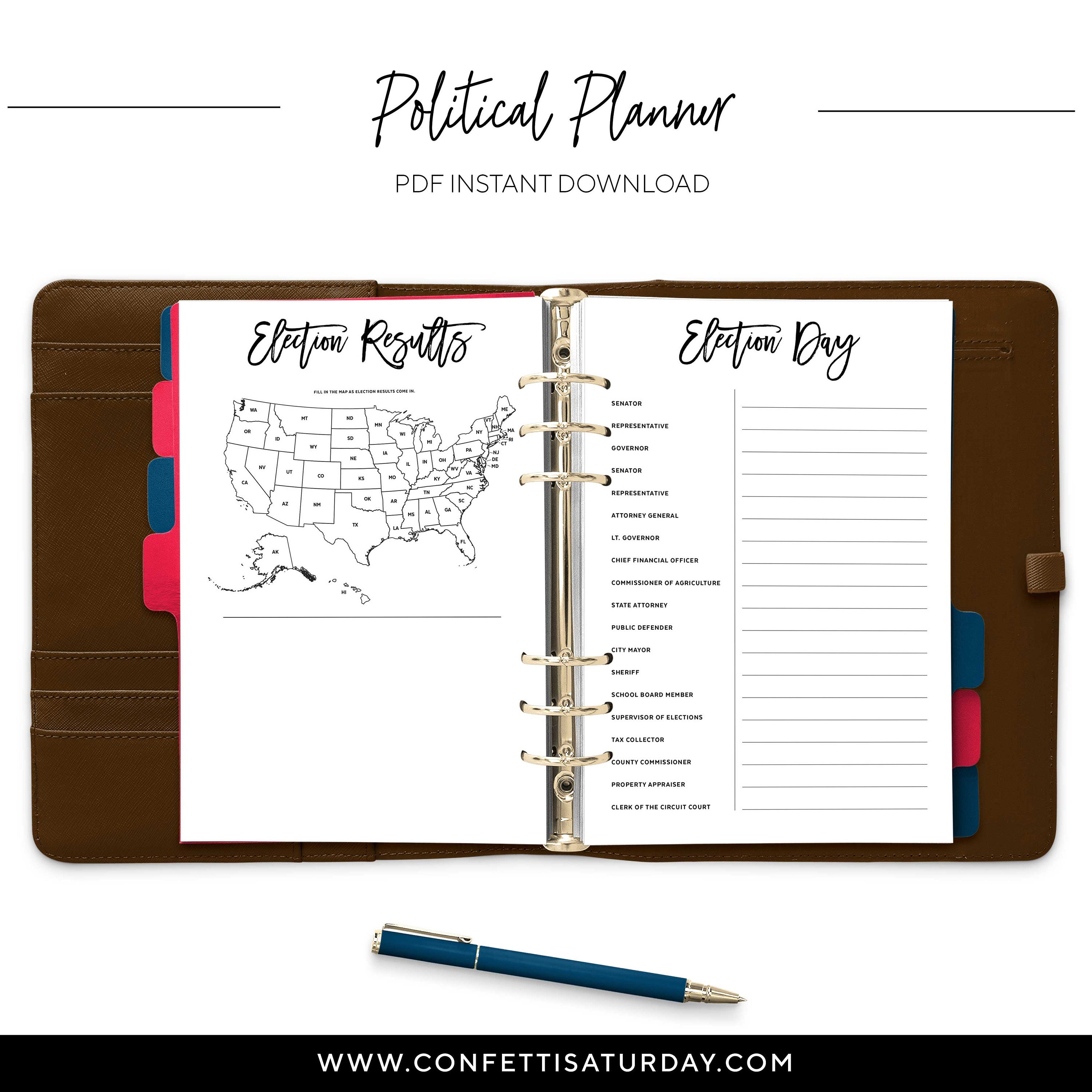 Political Printable Planner Inserts Election Worksheet Pages - Etsy