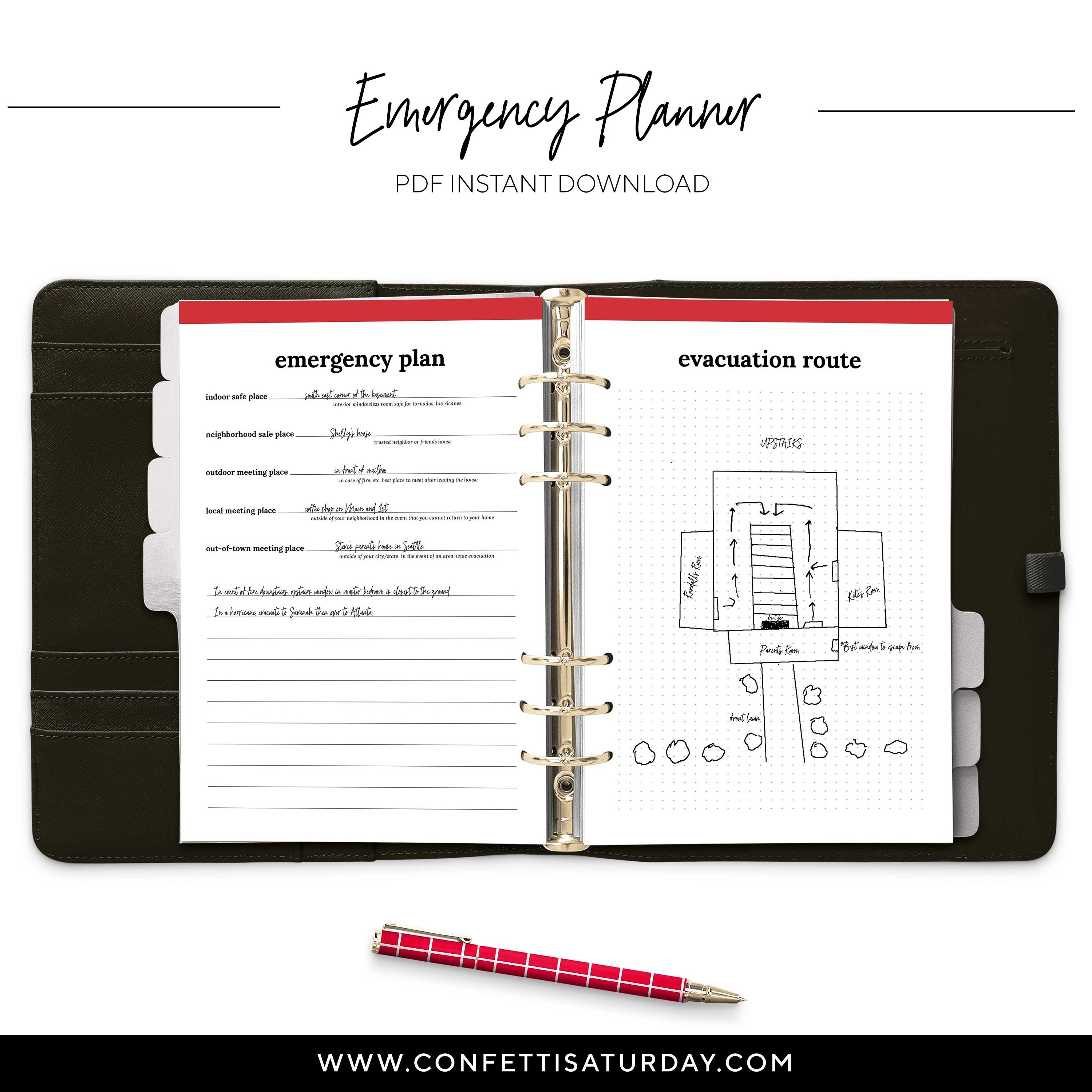 Emergency Planner Printable for Household Binder Letter and - Etsy