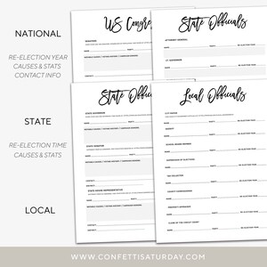 Political Planner Printable Election Worksheet Pages, Letter and A4 ...