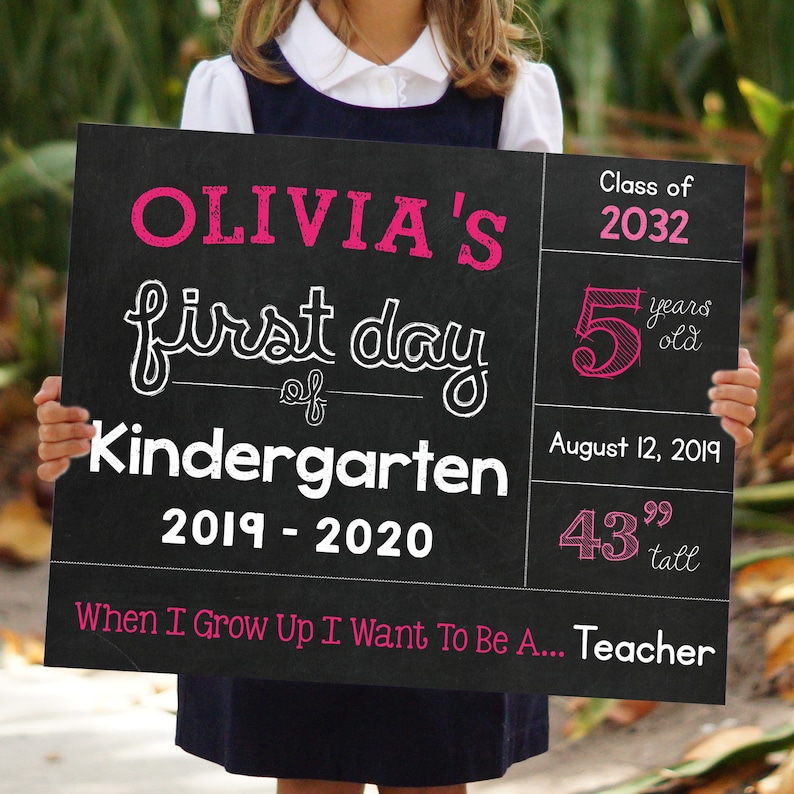 First Day of Kindergarten Sign Chalkboard Printable Digital - Etsy