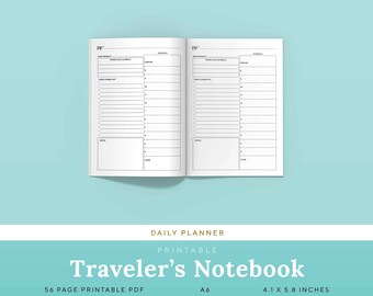 Daily Travelers Notebook Inserts Cahier Undated Printable - Etsy