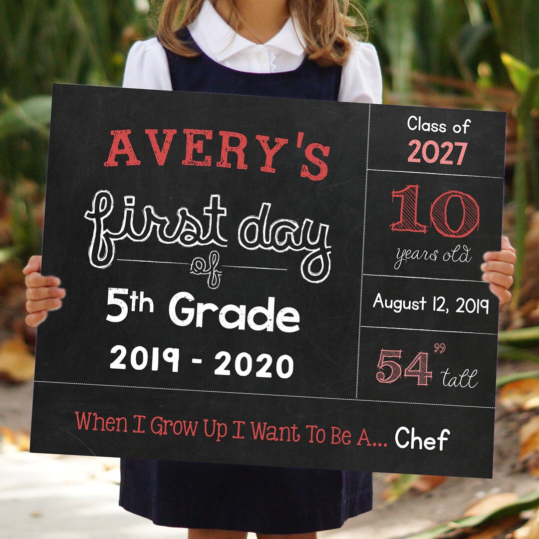 Back to School Sign for 5th Grade, Printable | Digital Download - Etsy