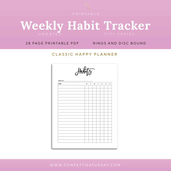 Weekly Habit Tracker Printable Classic Happy Planner Pages | Etsy