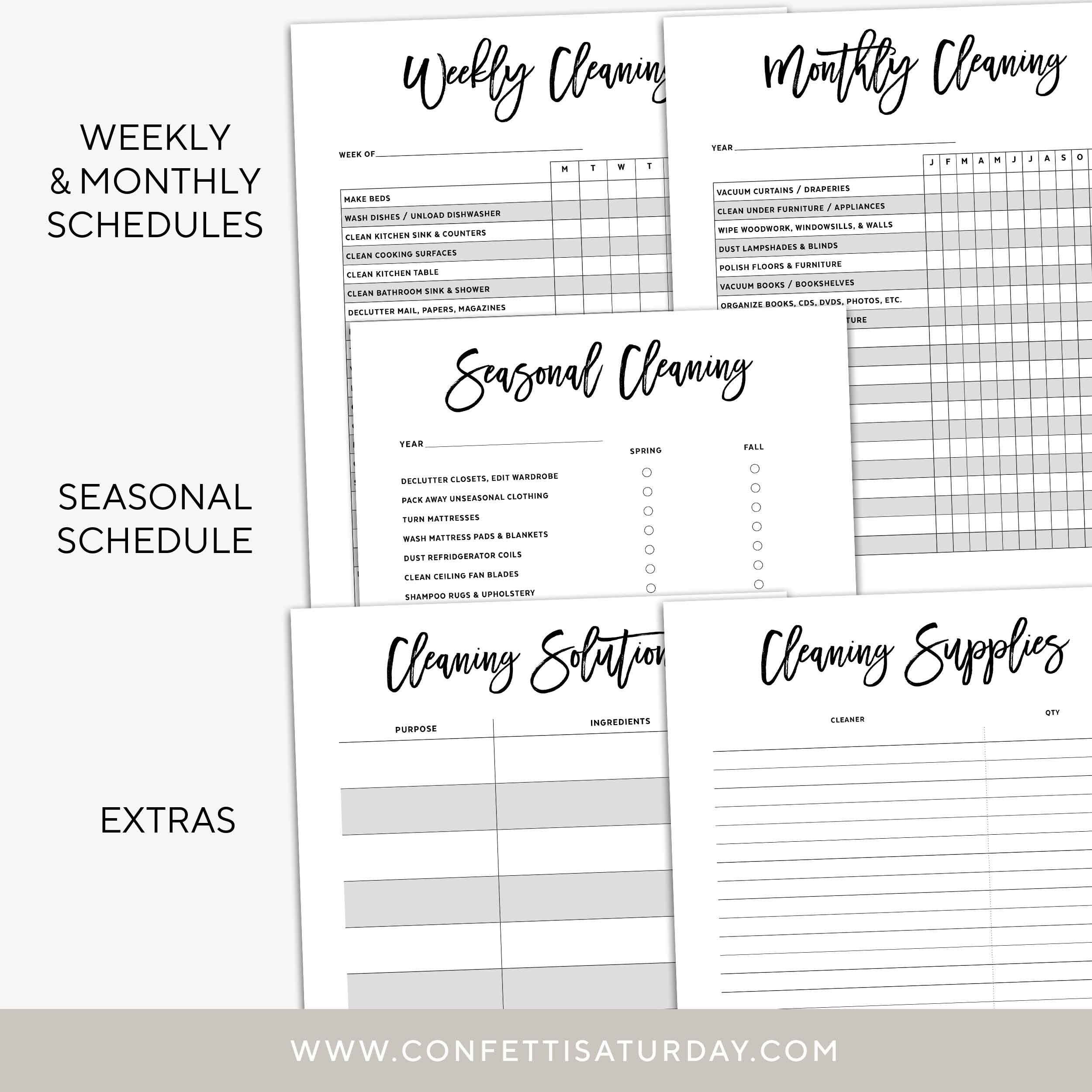 Cleaning Planner Printable Inserts A5 Rings Home Binder | Etsy