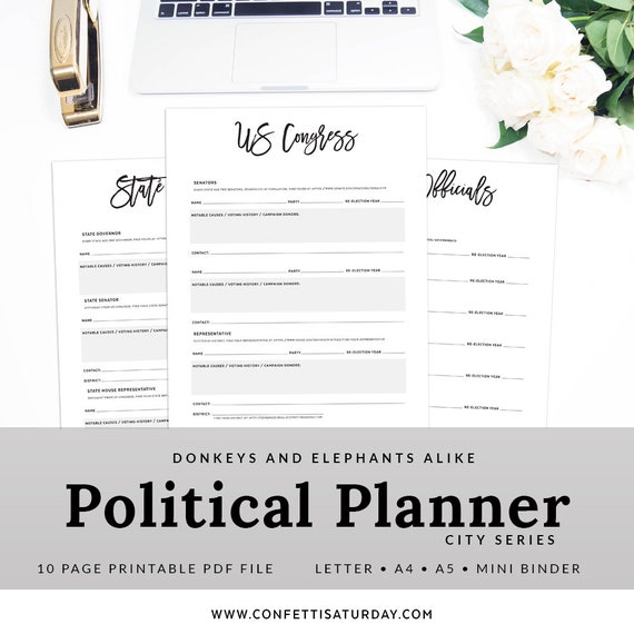 Political Planner Printable Election Worksheet Pages | Etsy