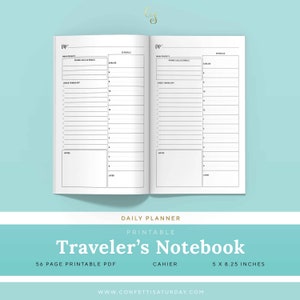 Daily Travelers Notebook Inserts, Cahier Undated Printable Planner ...