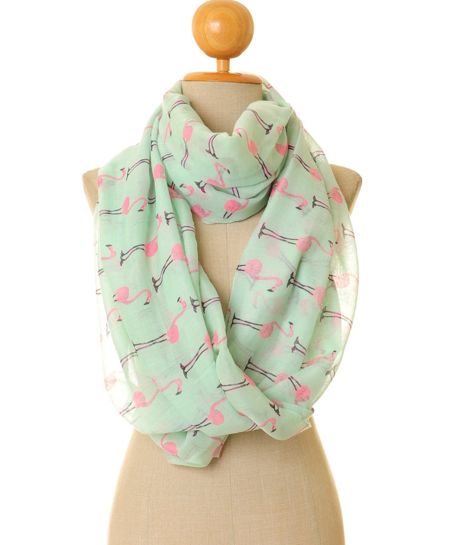Flamingo Scarf Pink Flamingo Infinity Scarf Mint Scarf - Etsy