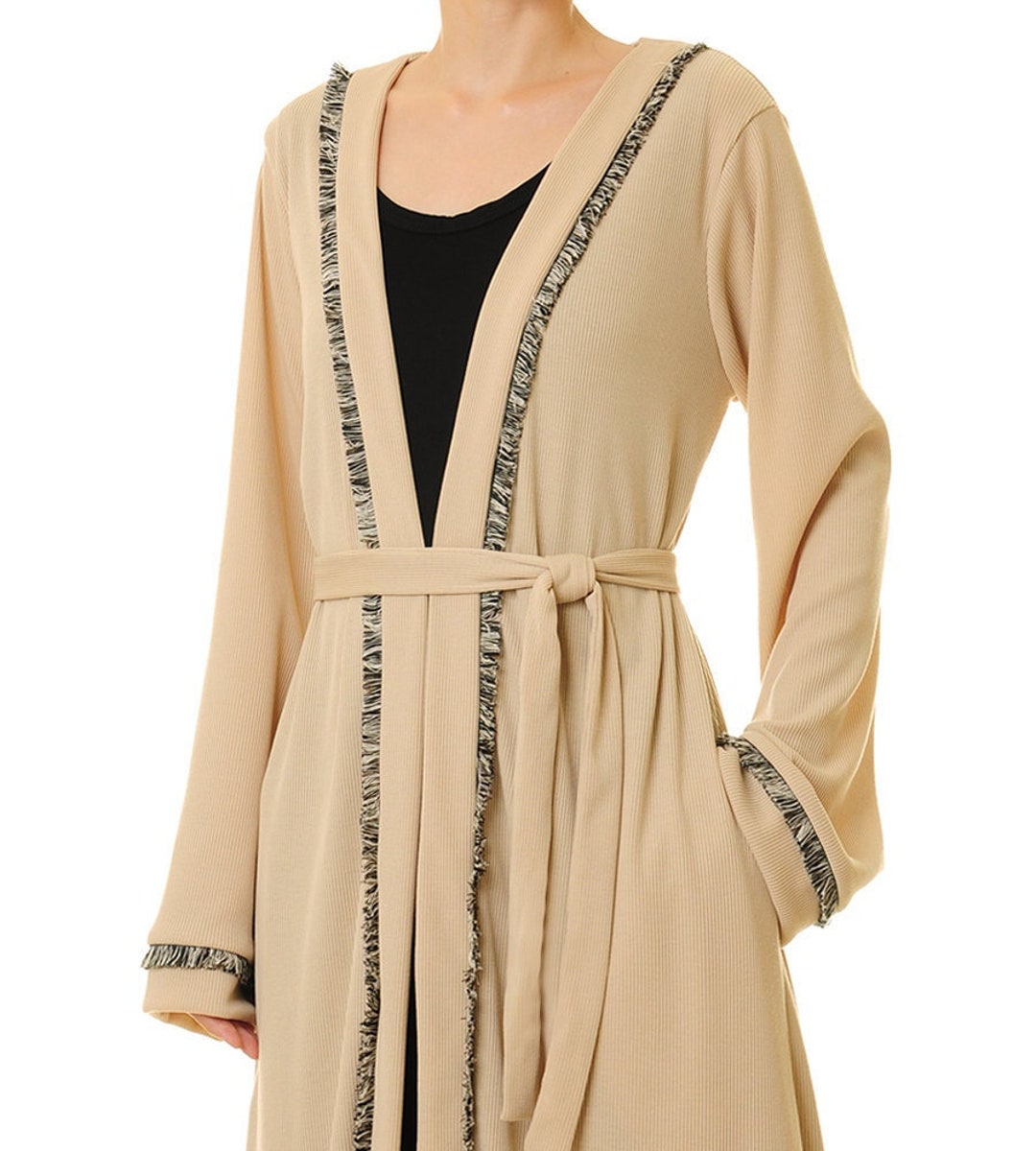 CLEARANCE 40%!! Beige Rib Knit Duster Robe | Open Front Coverup | Get ...