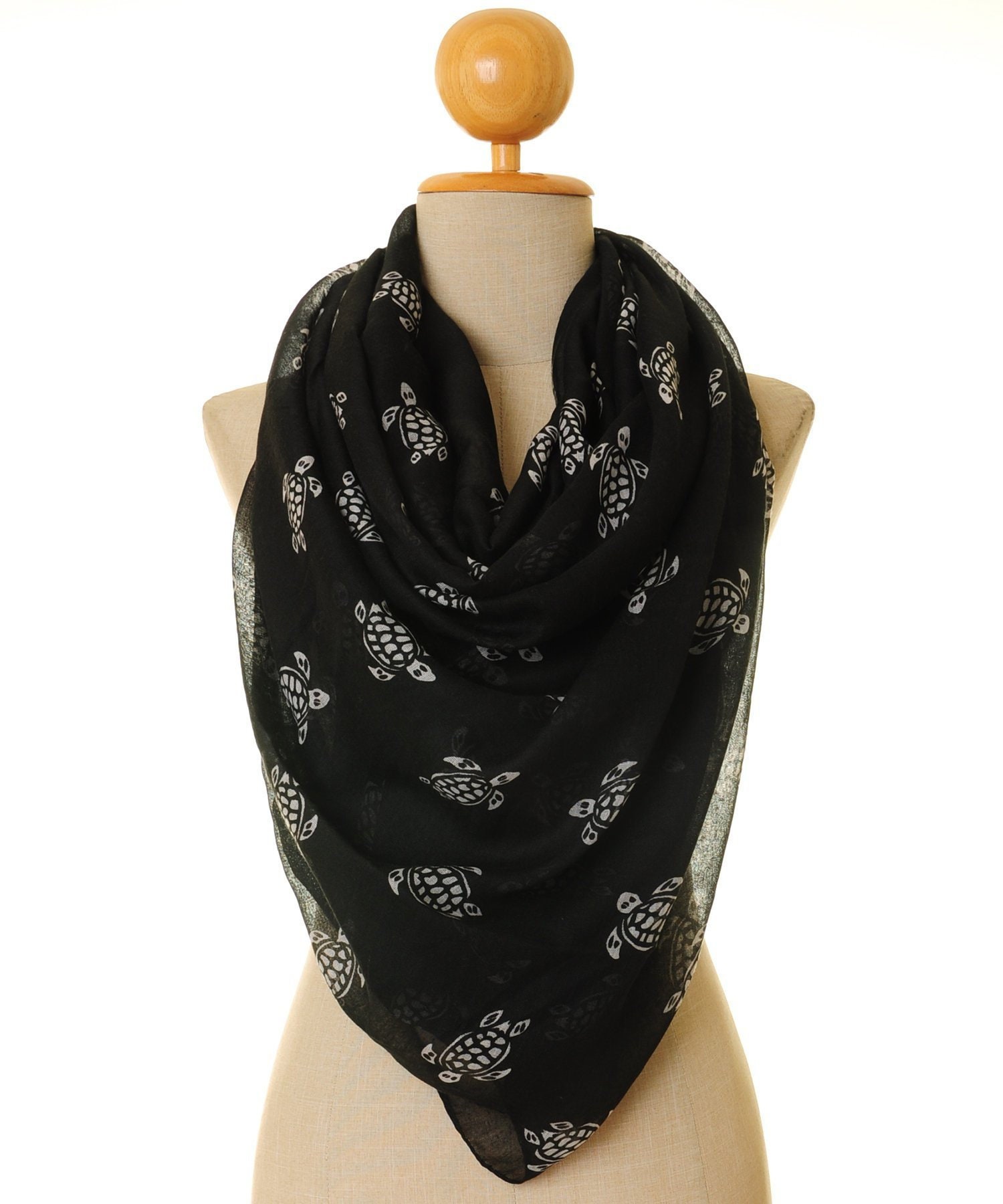 Turtle Scarf Black Infinity Scarf Tortoise Scarf Sea - Etsy