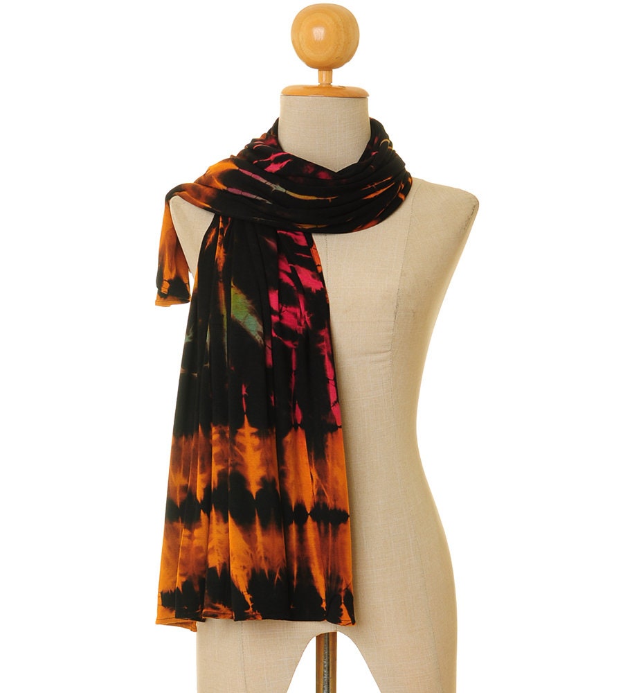 Tie Dye Scarf Tie Dye Shawl Tie Dye Wrap Black Scarf - Etsy