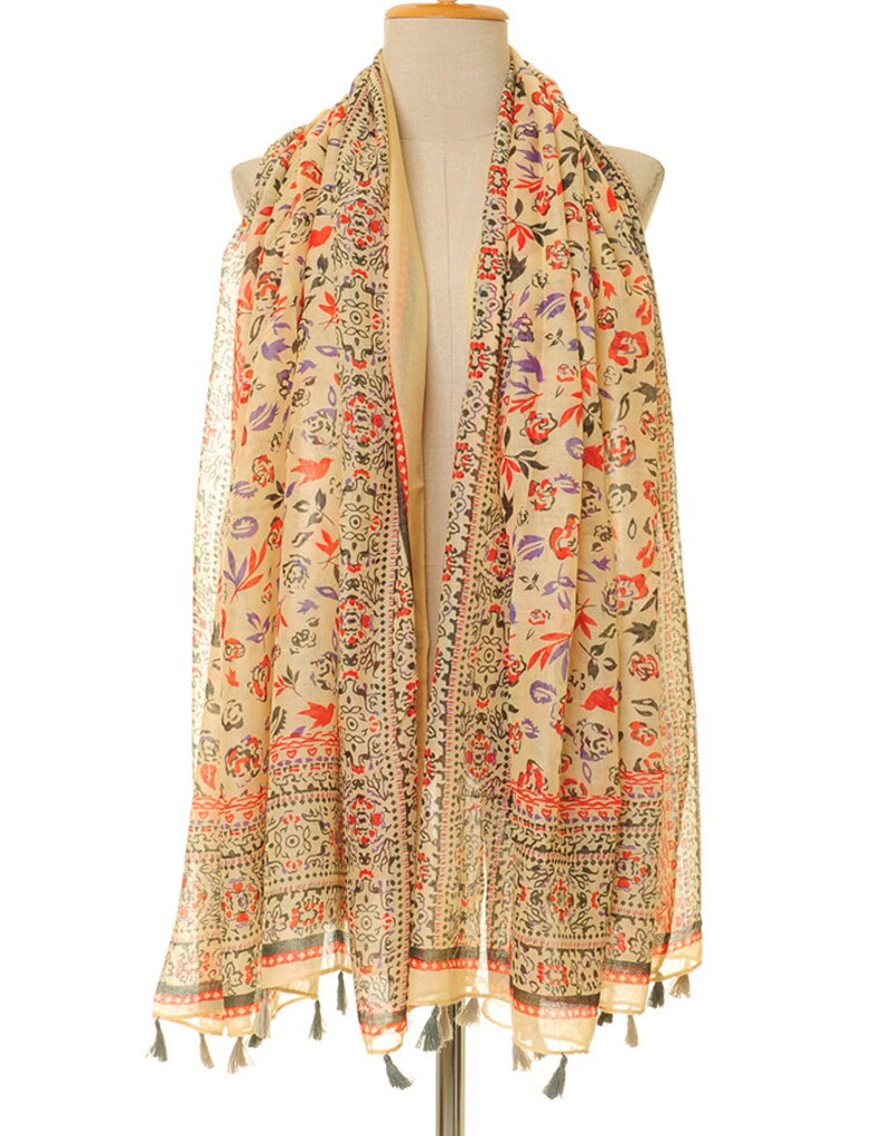 Boho Shawl Scarf Bohemian Scarf Wedding Gift Scarf Beige | Etsy