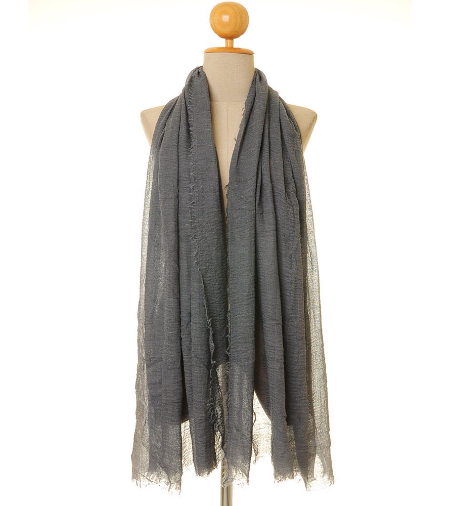 Grey Scarf Linen Scarf Grey Hijab Scarf Cotton Scarf | Etsy