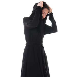 Black Hooded Robe: Long Kimono Cardigan Loungewear - Etsy