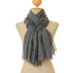 Grey Scarf Linen Scarf Grey Hijab Scarf Cotton Scarf Men Scarf Cotton ...