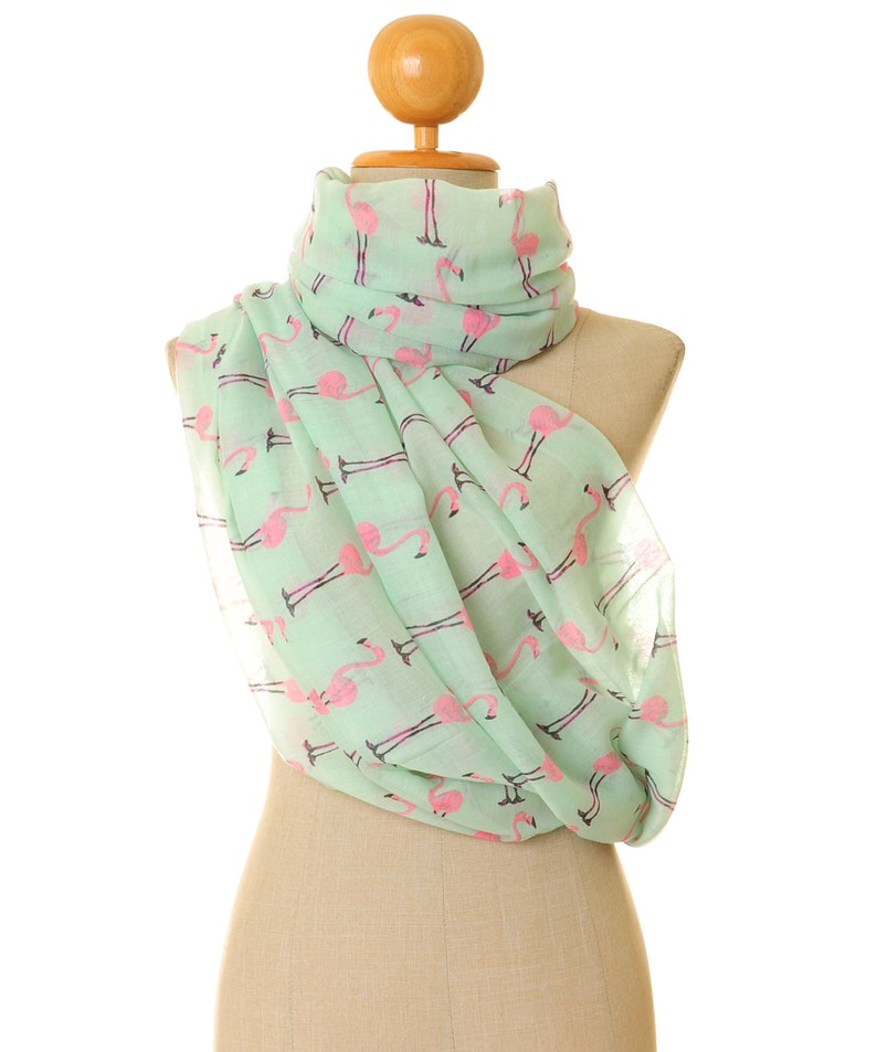 Flamingo Scarf Pink Flamingo Infinity Scarf Mint Scarf - Etsy
