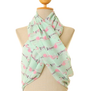Flamingo Scarf Pink Flamingo Infinity Scarf Mint Scarf Flamingo Shawl ...