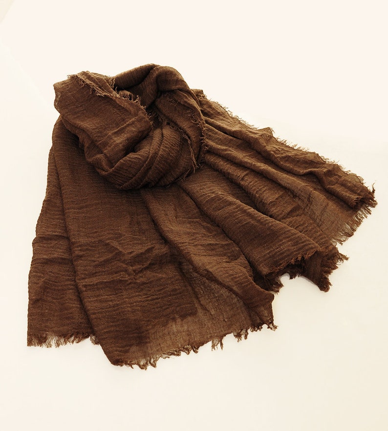 Brown Scarf Brown Head Scarf Linen Scarf Brown Hijab | Etsy