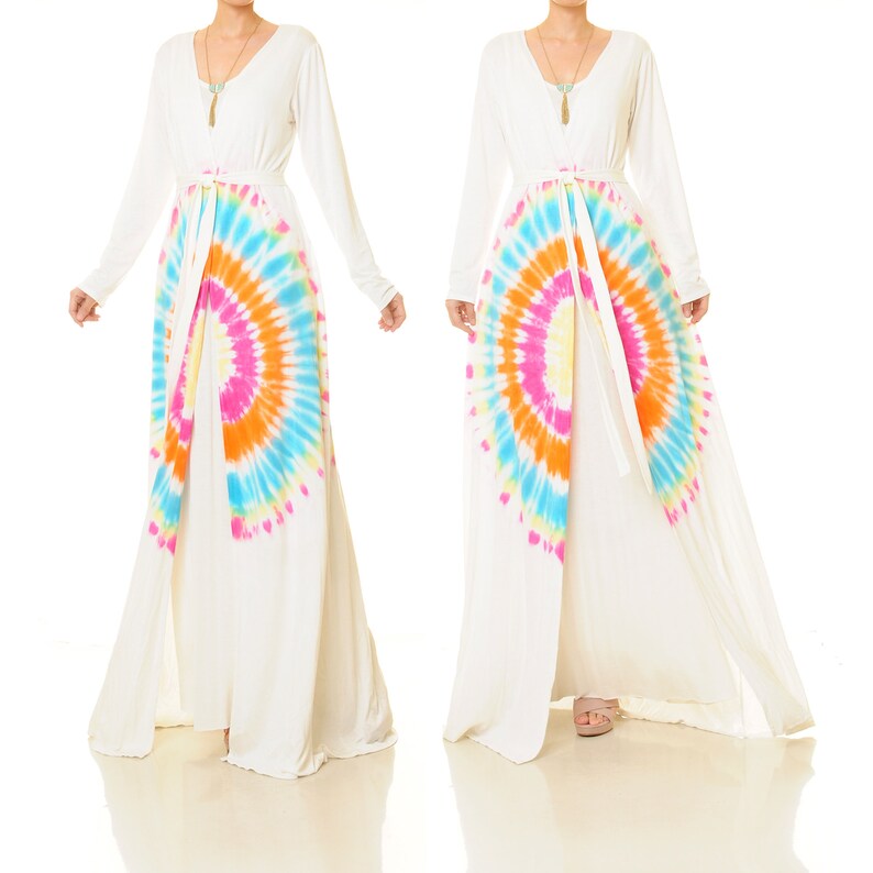Tie Dye Robe Cardigan White Tie Dye Duster Cardigan Summer - Etsy