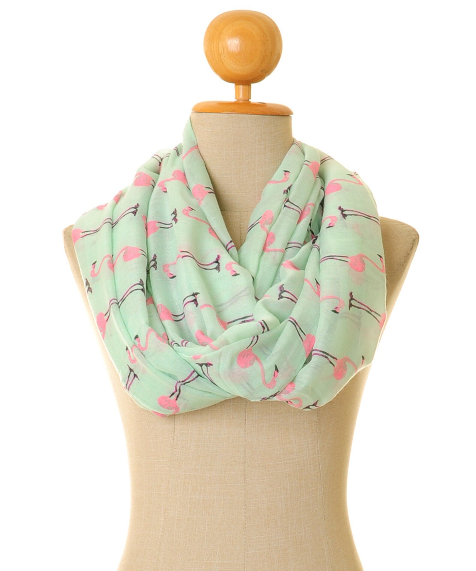Flamingo Scarf Pink Flamingo Infinity Scarf Mint Scarf - Etsy
