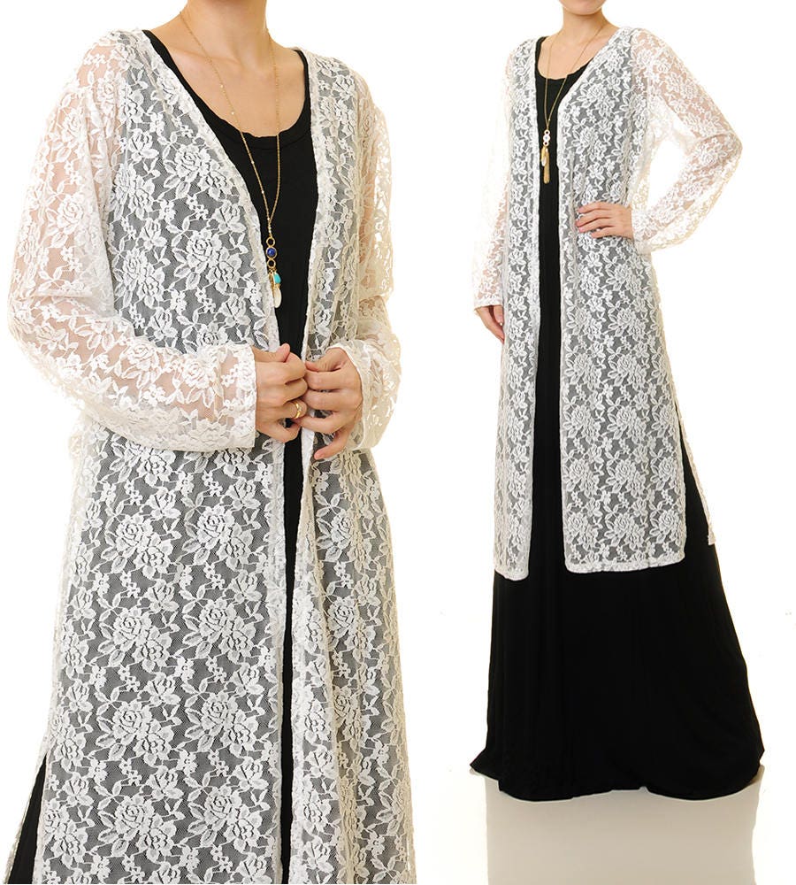 White Lace Cardigan White Lace Duster White Brides Robe Etsy