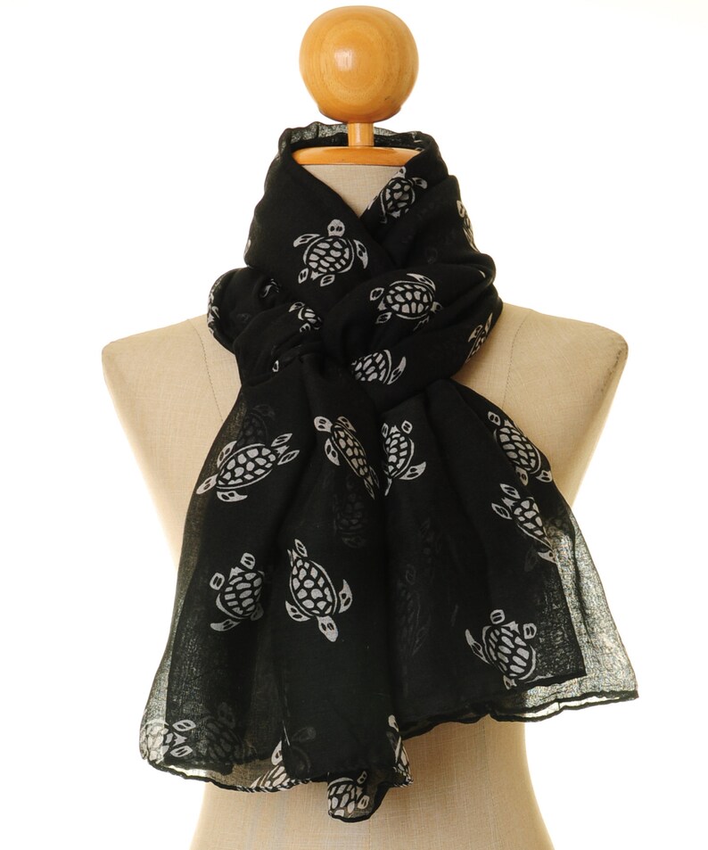 Turtle Scarf Black Infinity Scarf Tortoise Scarf Sea | Etsy