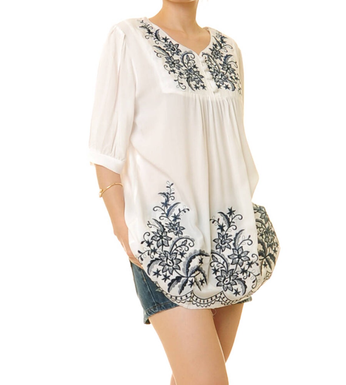 Mexican Tunic Dress Summer Embroidered Boho Top Cotton - Etsy