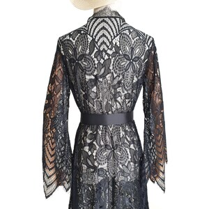 Black Lace Robe Long Black Bridal Robe Lingerie Black Lace - Etsy
