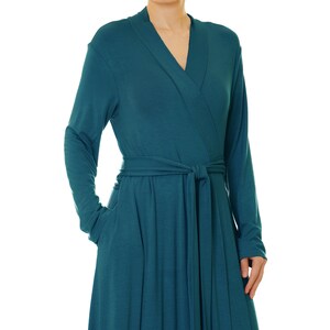Teal Dressing Gown Wrap Robe W/ Pockets Full Length Cozy Loungewear ...
